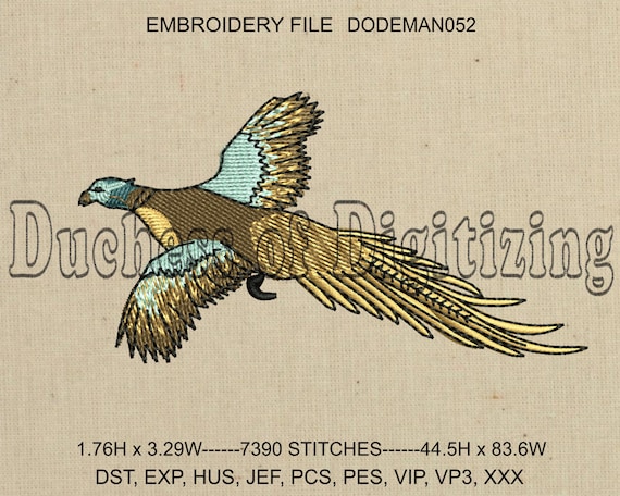 Pheasant Embroidery Design Bird Embroidery Design Pheasant | Etsy