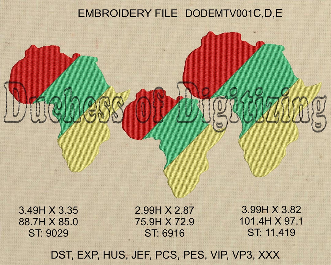 Africa Embroidery Design, Africa Embroidery File, Africa, Continent ...