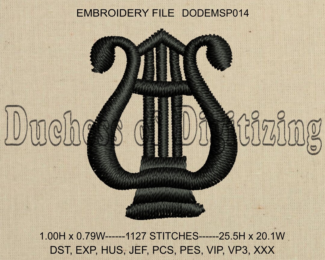 Lyre Embroidery Design, Band Embroidery Design, Music Embroidery Design ...