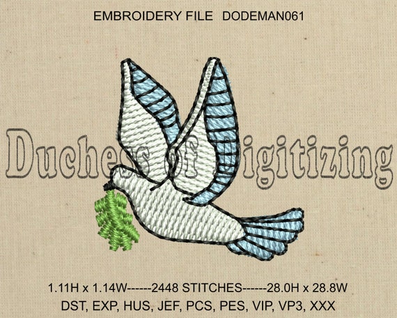 Dove Embroidery Design Bird Embroidery Design Dove | Etsy
