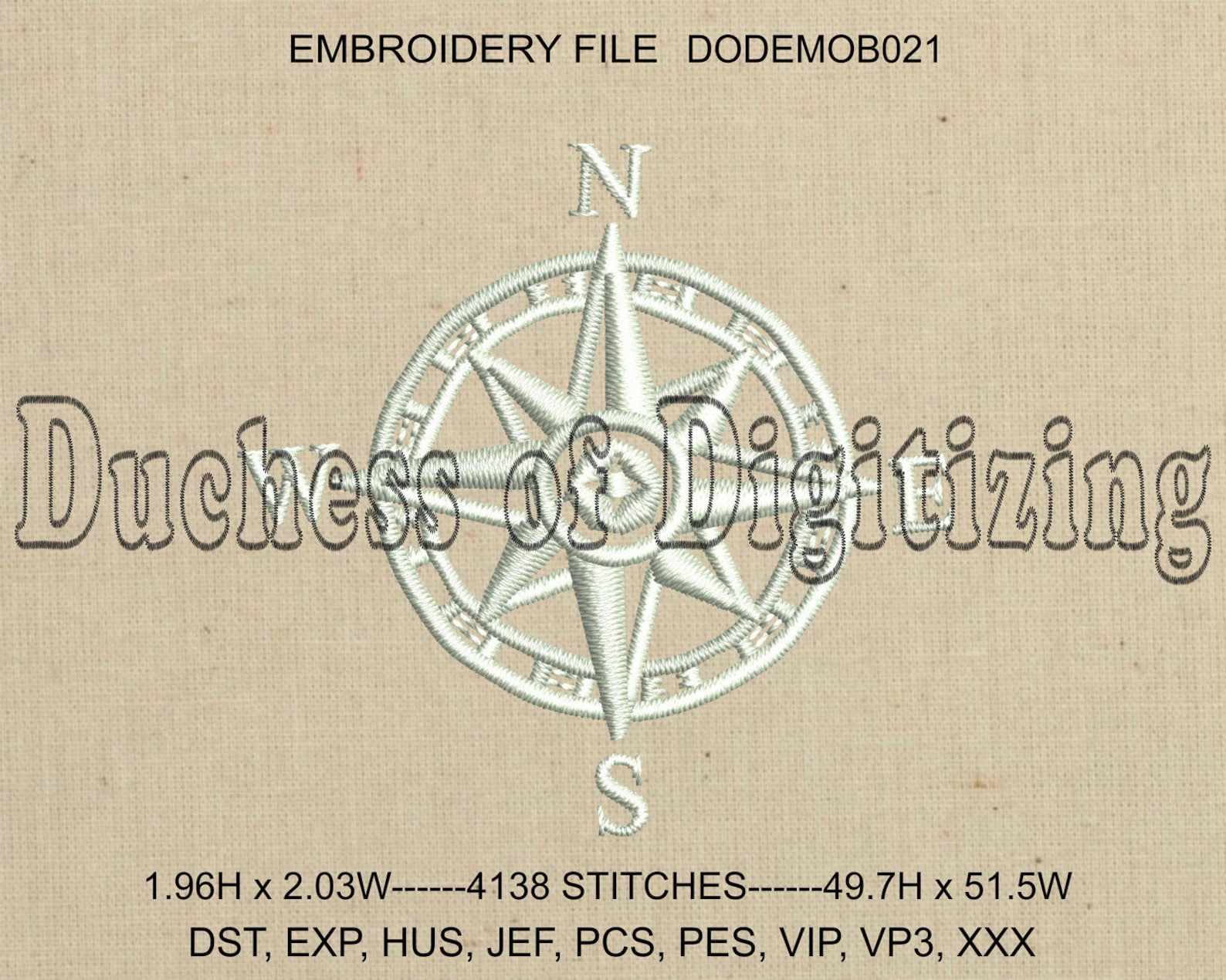 Nautical Compass Embroidery Design, Nautical Compass Embroidery File ...