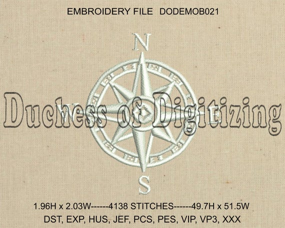 Nautical Compass Embroidery Design Nautical Compass - Etsy