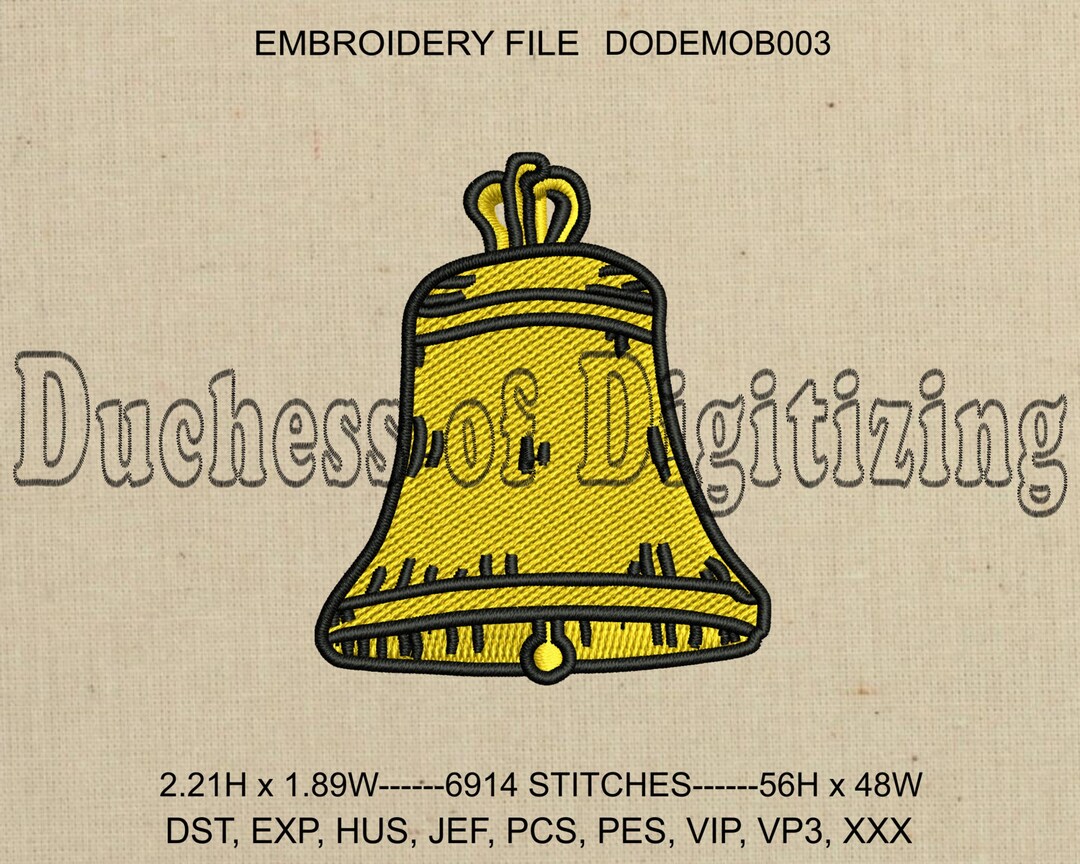 Bell Embroidery Design, Liberty Bell Embroidery Design, Bell Embroidery ...