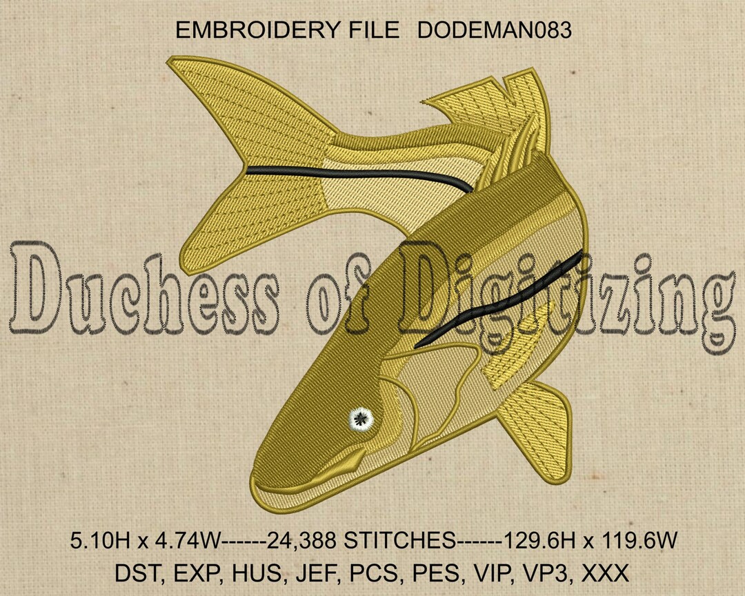 Snook Embroidery Design, Fish Embroidery Design, Snook Embroidery File ...