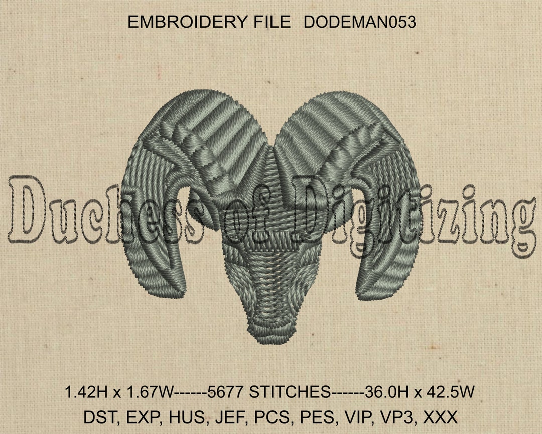 Ram Embroidery Design, Ram Embroidery File, DODEMAN053 - Etsy