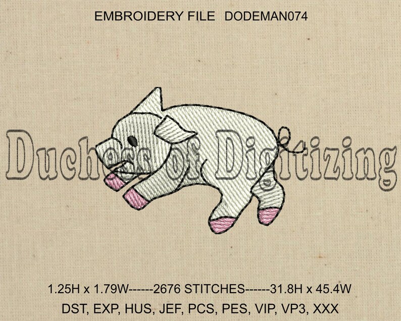 Pig Embroidery Design, Pig Embroidery File, Piglet Embroidery Design ...