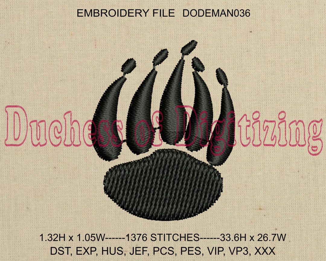 Bear Paw Embroidery Design, Bear Embroidery Design, Bear Paw Embroidery ...