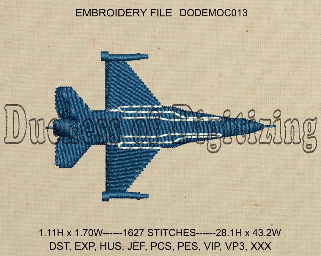 Fighter Jet Embroidery Design, Fighter Jet Embroidery File, Tiny ...