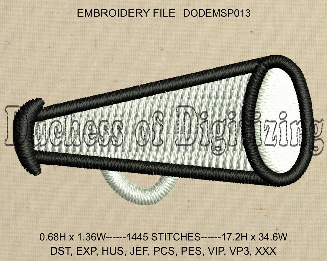 CHEER Embroidery Design, CHEERLEADING Embroidery Design, MEGAPHONE ...