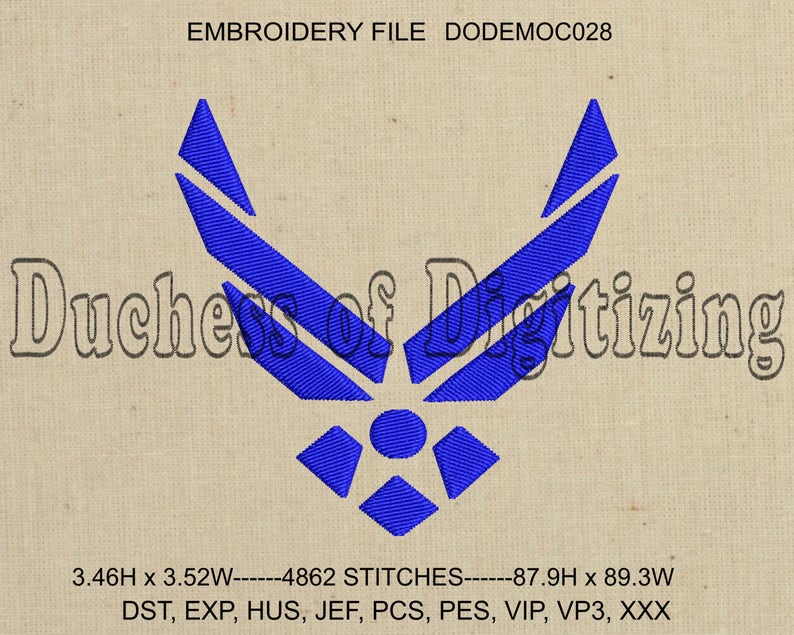 Air Force Embroidery Design, Air Force Embroidery File, Military ...