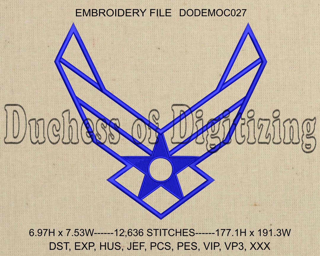 Air Force Embroidery Design, Air Force Embroidery File, Military ...
