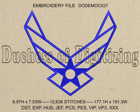 Air Force Embroidery Design Air Force Embroidery File - Etsy