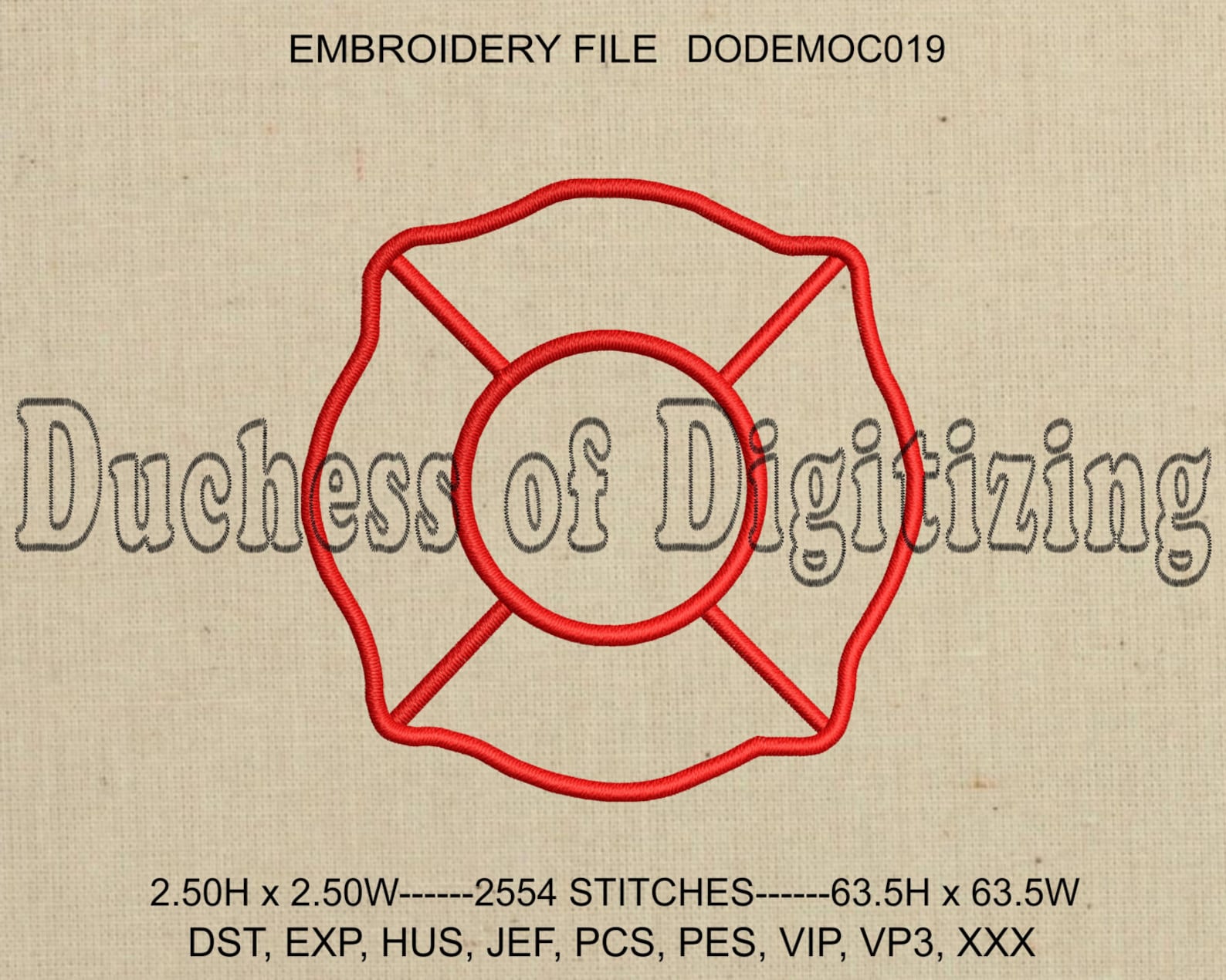 Maltese Cross Embroidery Design, Maltese Cross Embroidery File, Fire ...