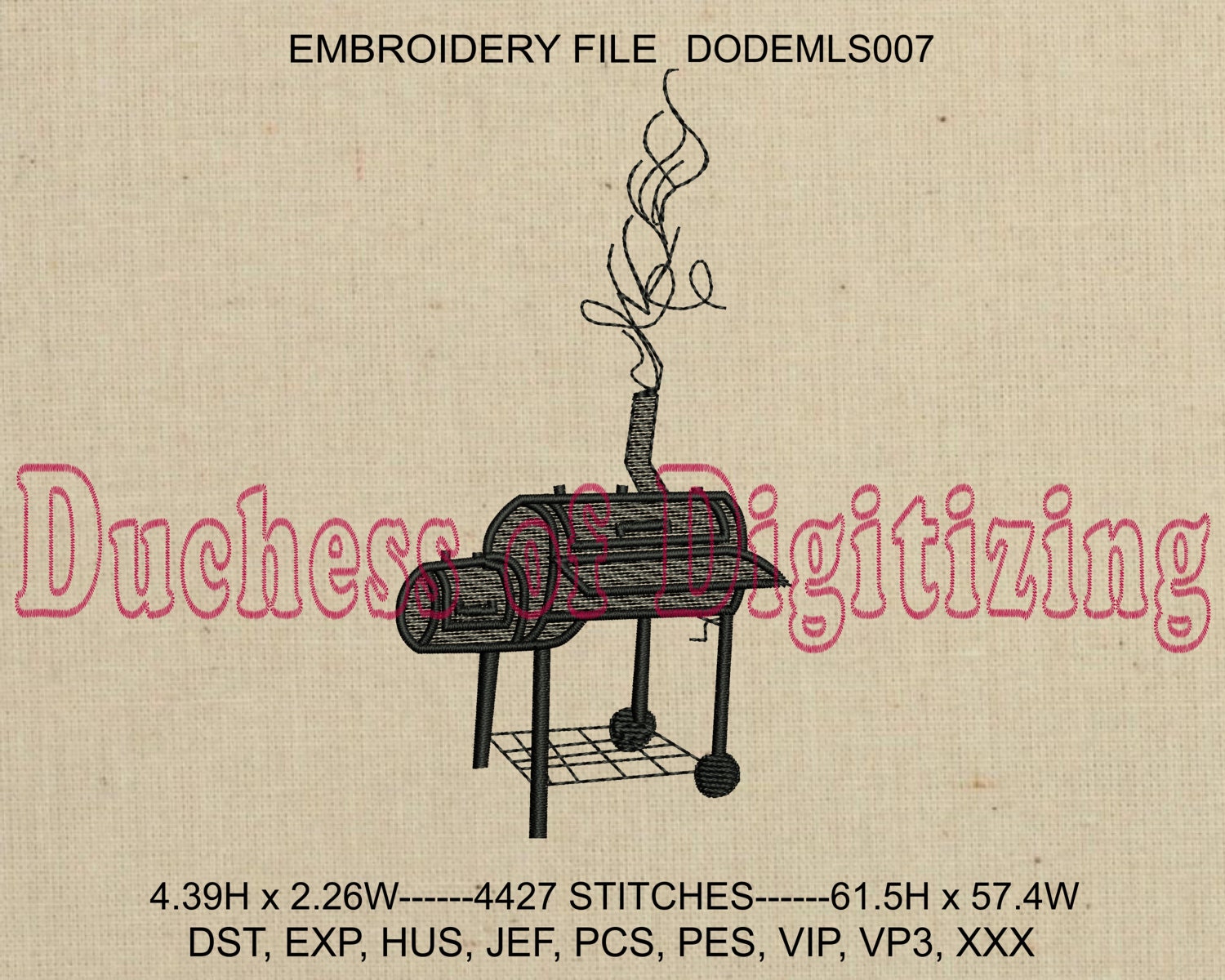 BBQ Grill Embroidery Design, BBQ Grill Embroidery File, Smoker ...