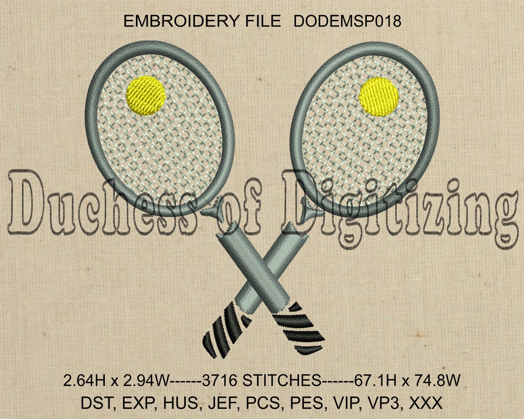 TENNIS Embroidery Design, Tennis Embroidery File, Tennis Racquet ...