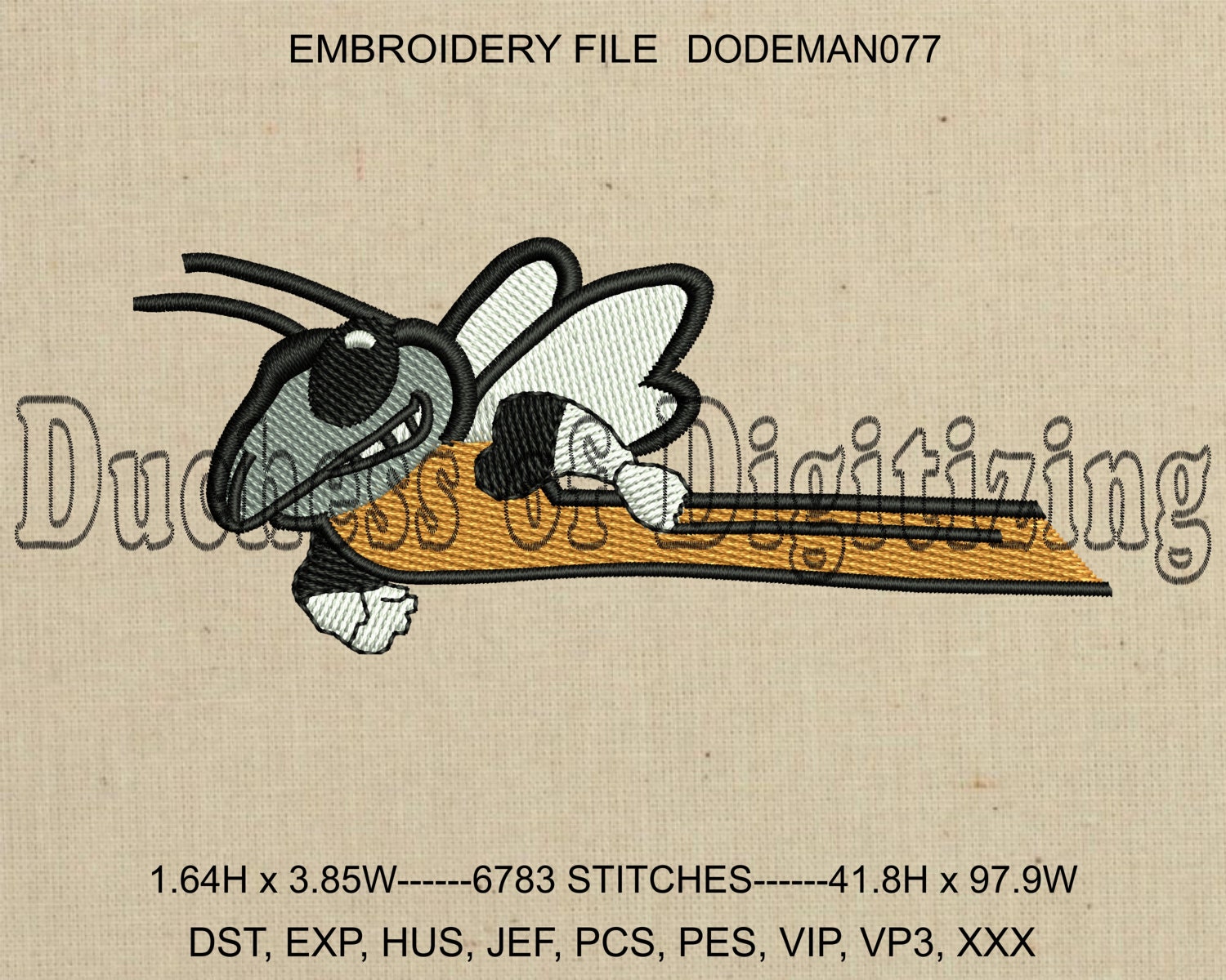Hornet Mascot Embroidery Design Hornet Embroidery Design | Etsy