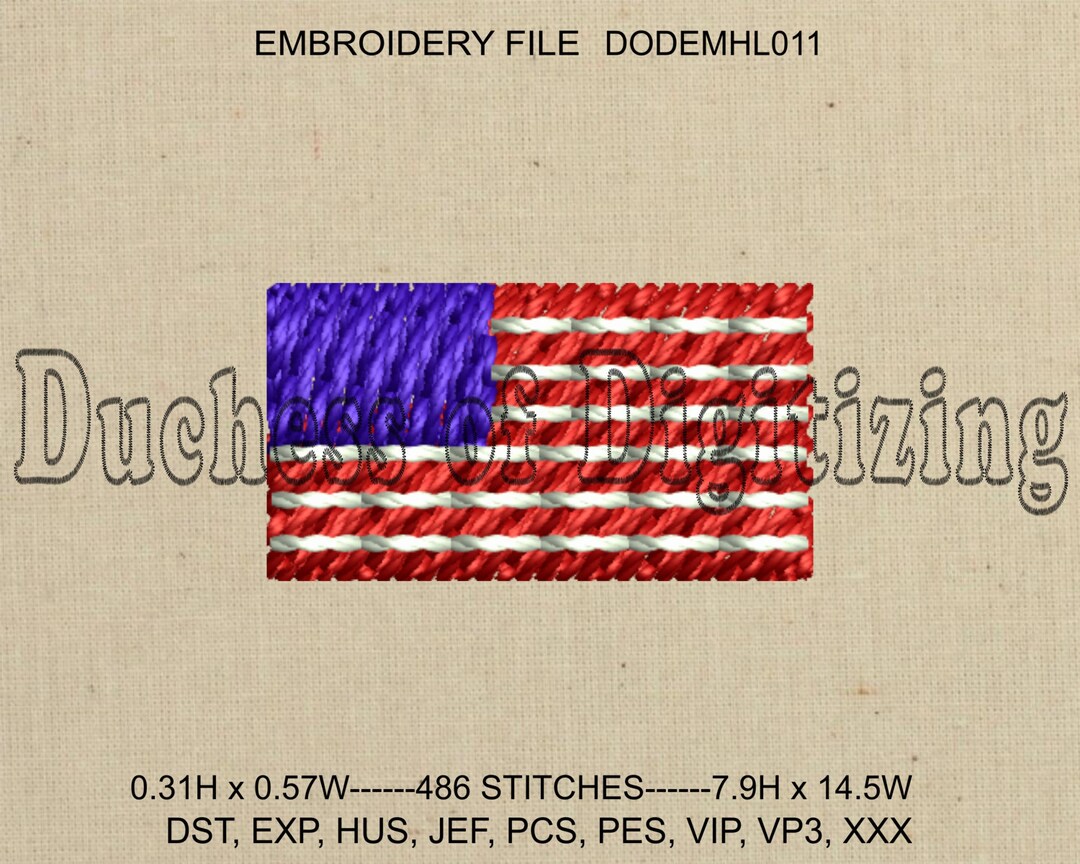 Tiny US Flag Embroidery Design, Tiny US Flag Embroidery File, US Flag ...
