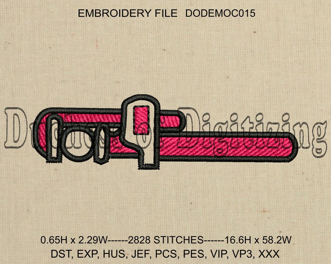 Tiny Pipe Wrench Embroidery Design, Tiny Pipe Wrench Embroidery File ...