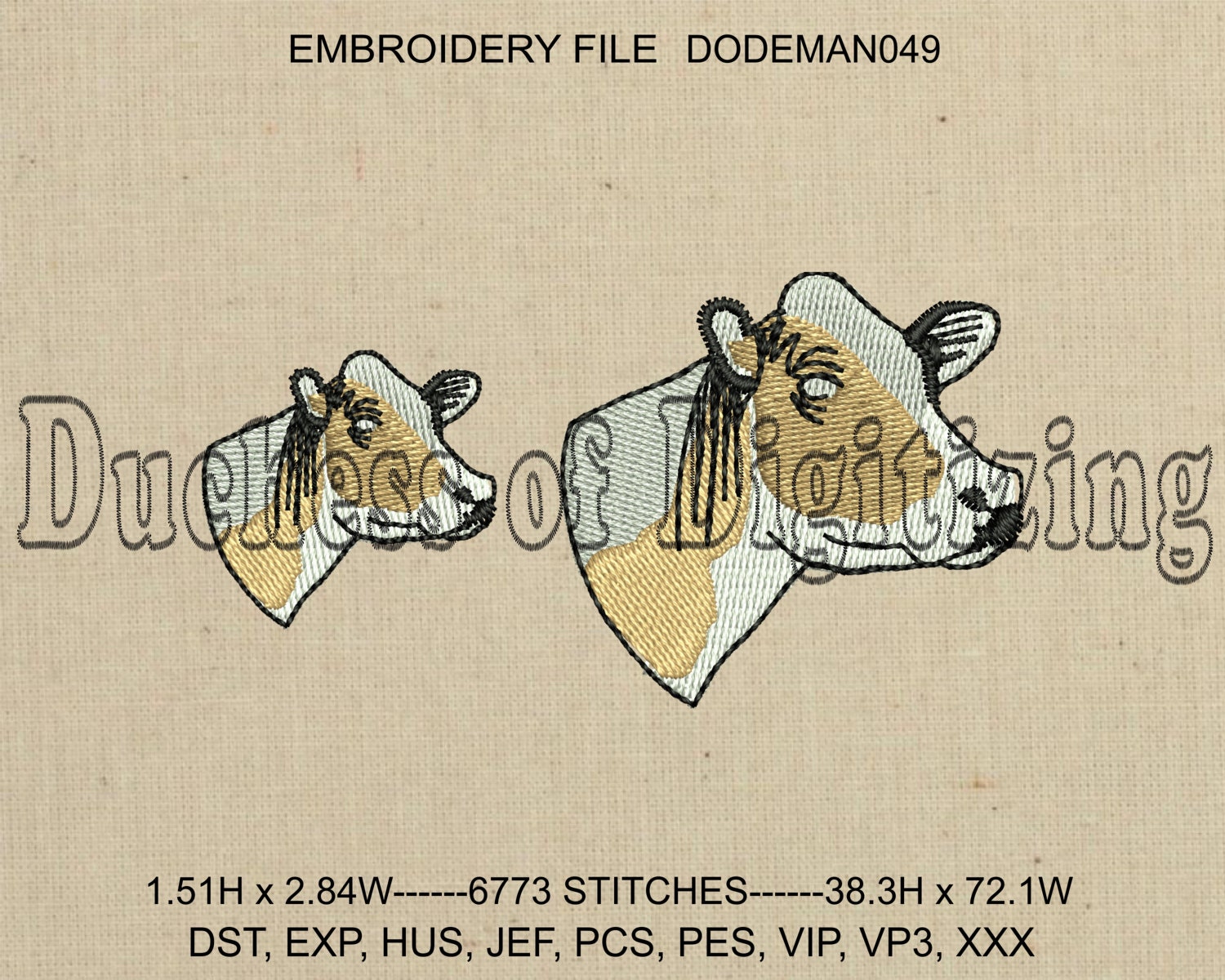 Cow Embroidery Design Cow Embroidery File DODEMAN049 | Etsy