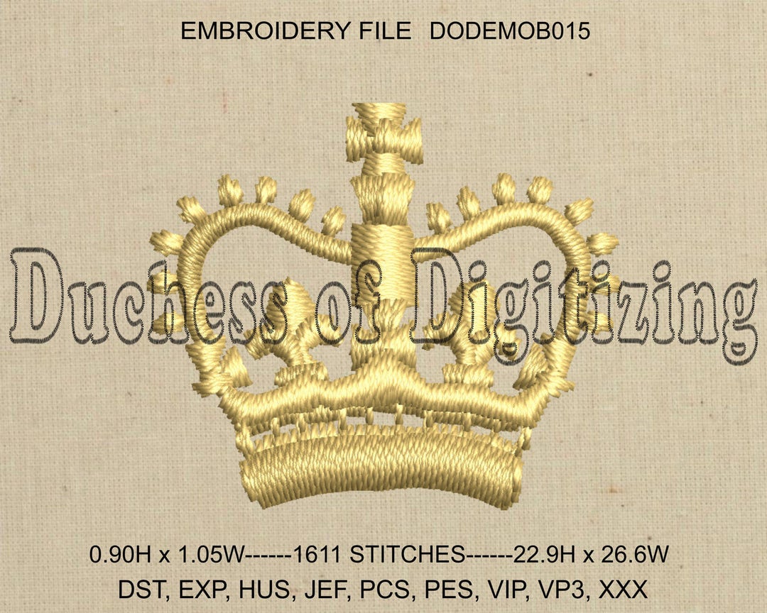 Tiny Crown Embroidery Design, Tiny Crown Embroidery File, DODEMOB015 - Etsy