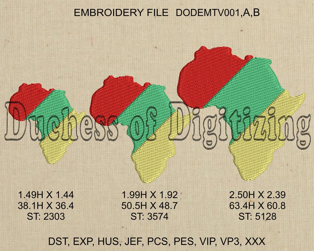 Africa Embroidery Design, Africa Embroidery File, Africa, Continent ...