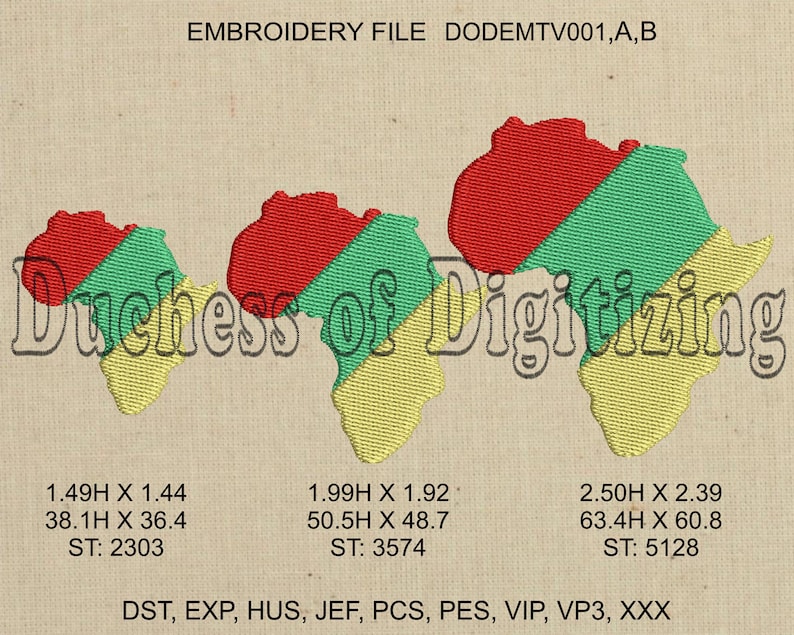 Africa Embroidery Design, Africa Embroidery File, Africa, Continent ...