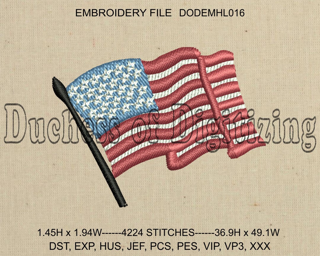 Waving Flag Embroidery Design, Waving Flag Embroidery File, Flag ...