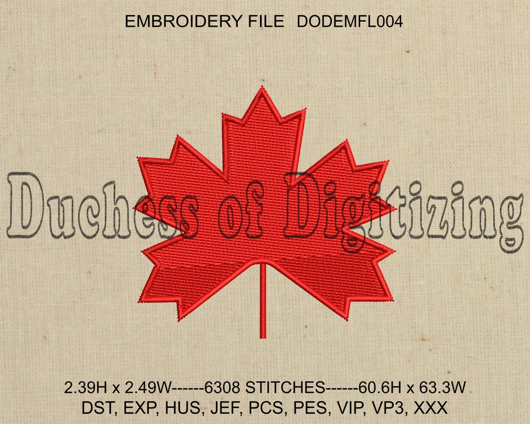 Maple Leaf Embroidery Design, Maple Leaf Embroidery File, Maple Leaf ...