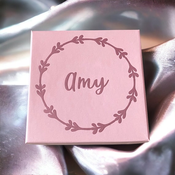 EmmaRoseTreasures Sterling Silver Jewellery Set Personalised Bridesmaid Gift Wedding Jewellery Studs Necklace Set Name Box Birthday Christmas