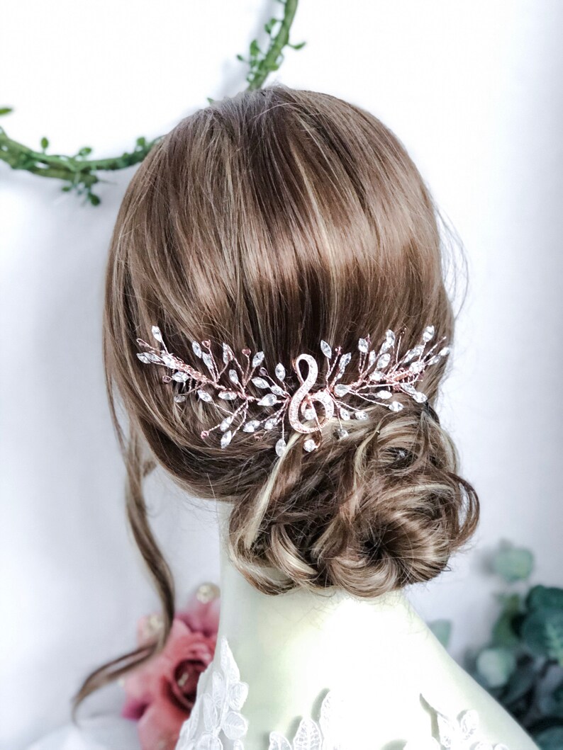 Musical Note Hair Piece Musical Note Comb Vine Rose Gold or - Etsy UK