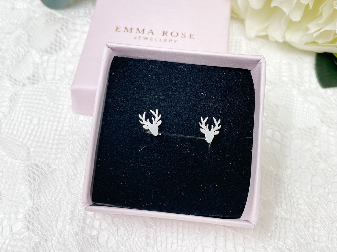 Sterling Silver Stag Stud Earrings - Reindeer - Gift - Scottish Gift ...
