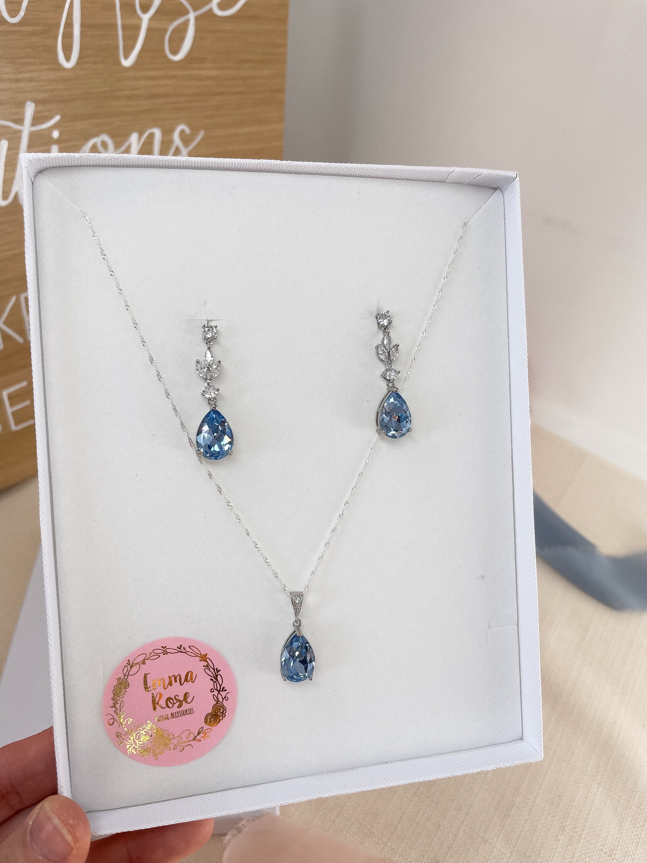 Light Blue Sapphire Bridal Jewellery Set Wedding Jewellery - Etsy