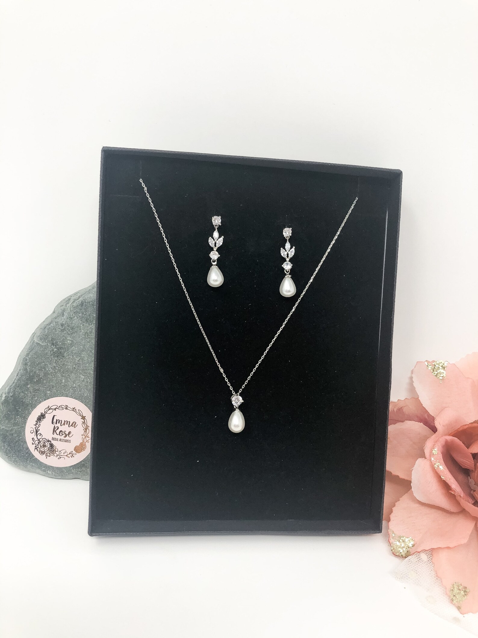 Pearl Drop Jewellery Set Bridal Jewellery Wedding Jewellery - Etsy