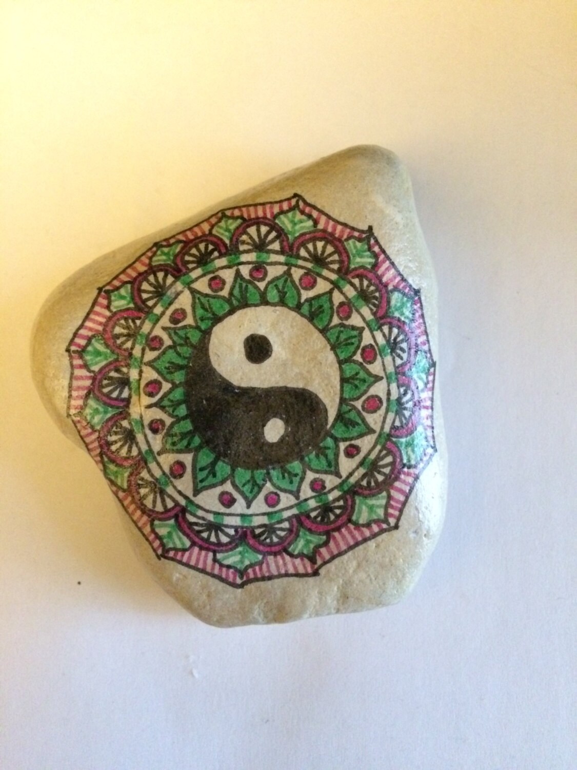Hand Drawn Yin Yang Mandala on Lake Michigan Tumbled Smooth Stone - Etsy