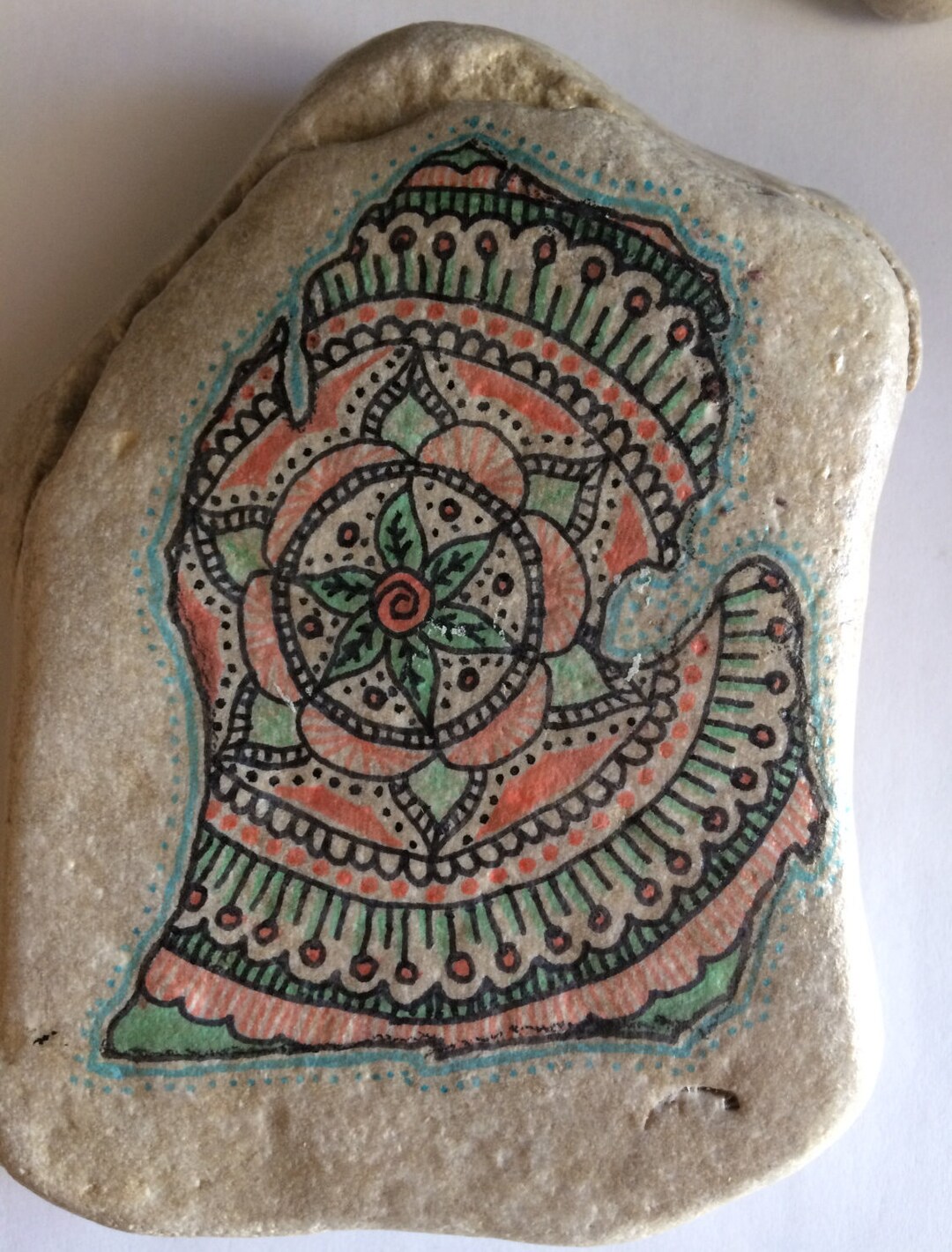 Hand Drawn Michigan Mandala on Lake Michigan Tumbled Smooth Stone - Etsy