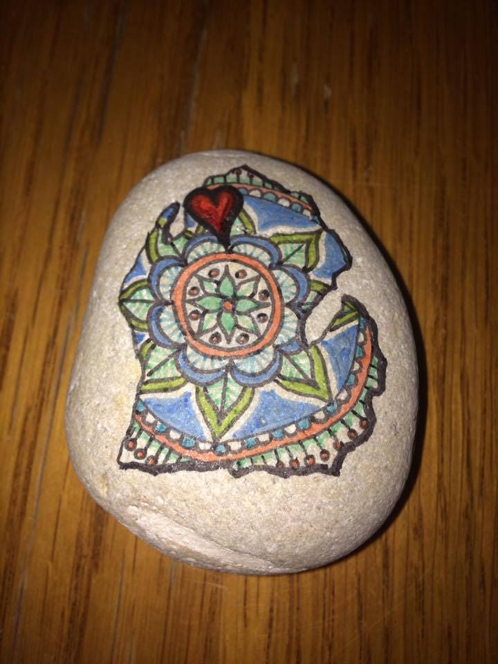 Michigan Mandala W/ Heart Rock Art - Etsy