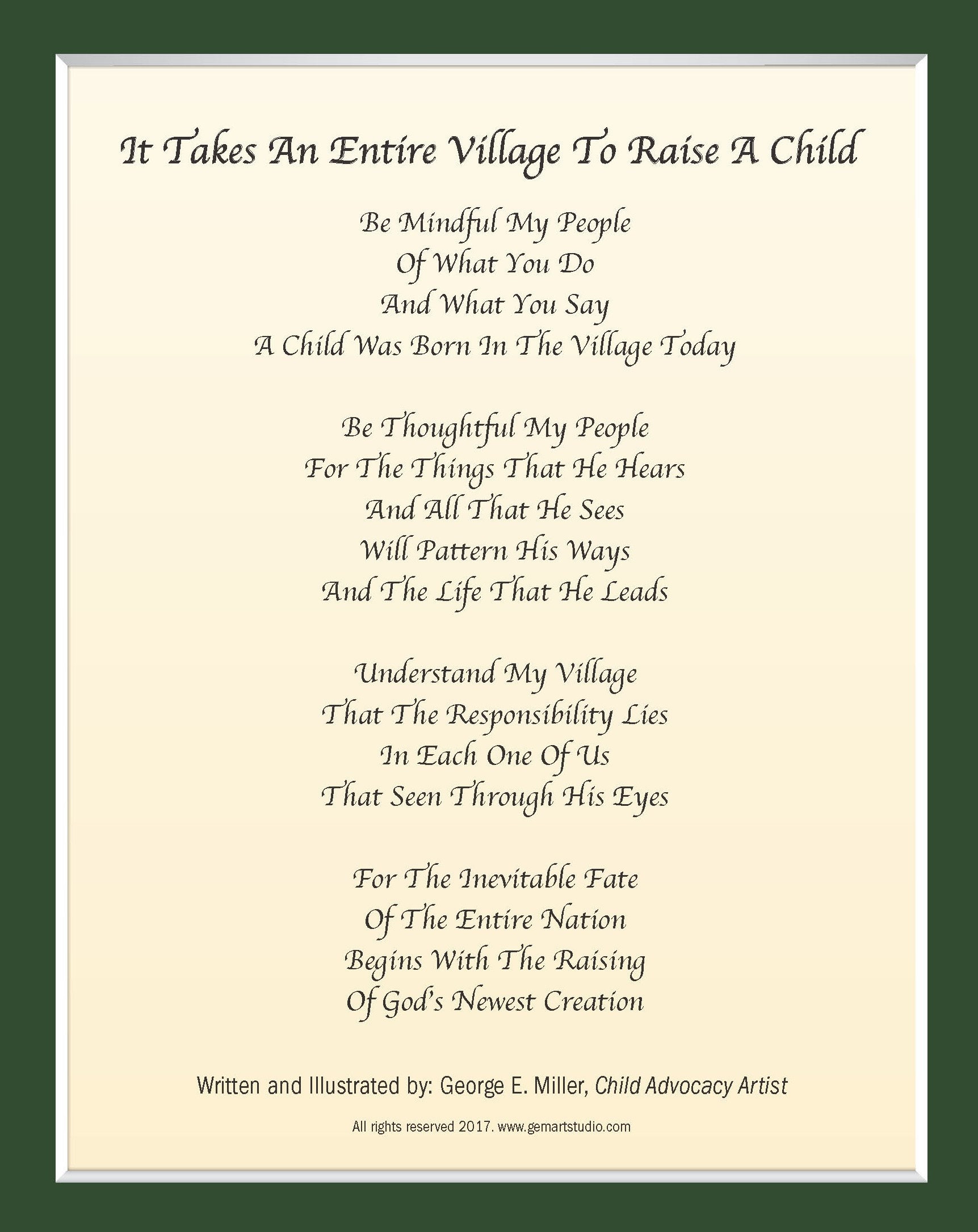It Takes A Village/ Art & Poem - Etsy