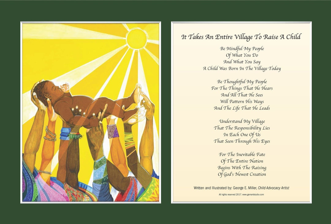 It Takes A Village/ Art & Poem - Etsy