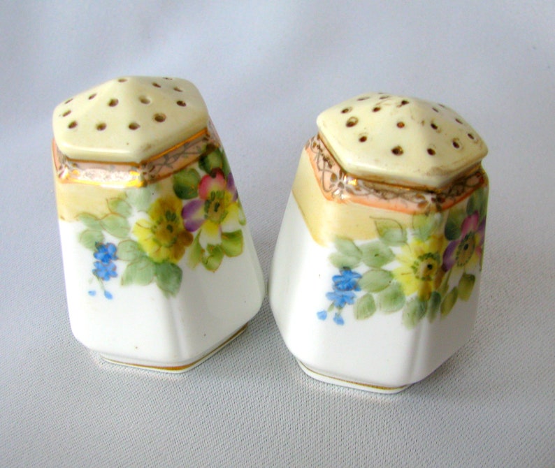 1890s Nippon Hand Painted Primrose Salt and Pepper Shakers in a ...