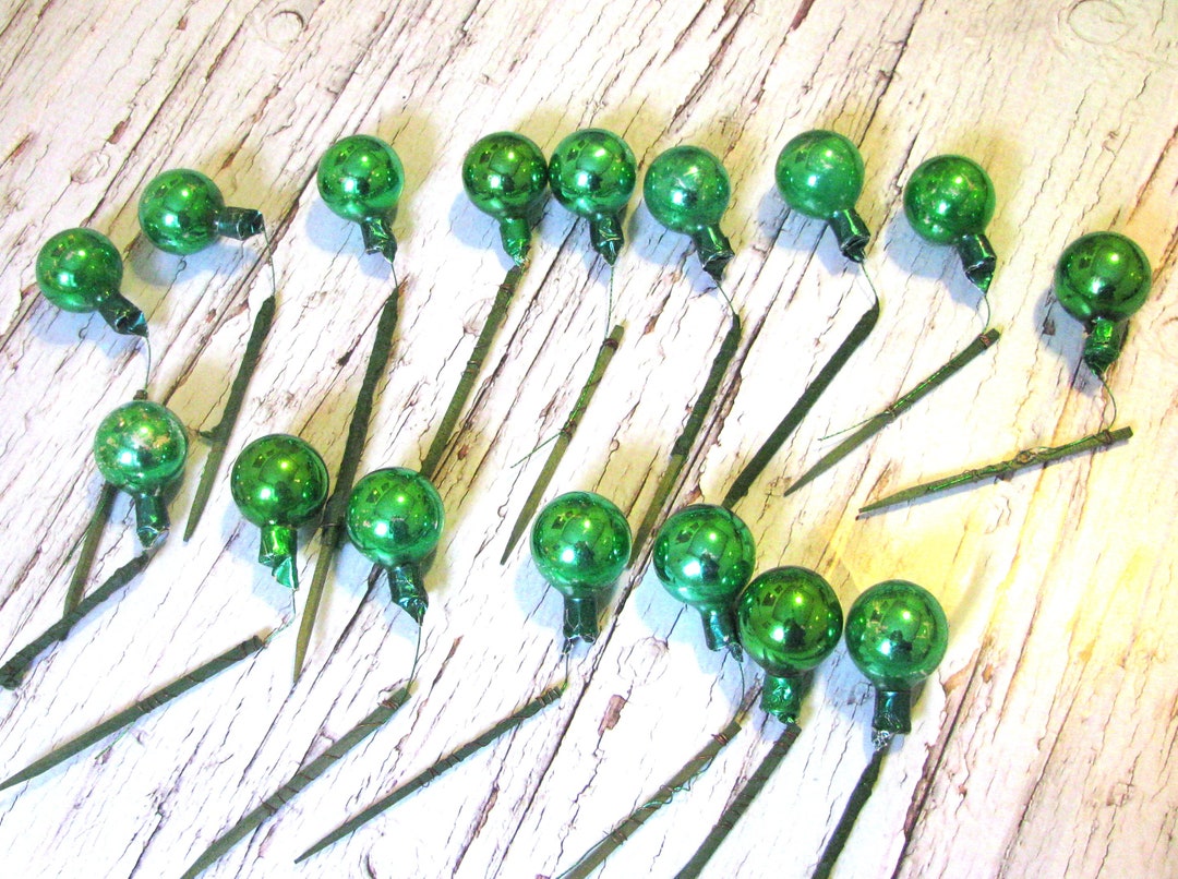 Vintage Green Mercury Glass Ball Picks - Etsy