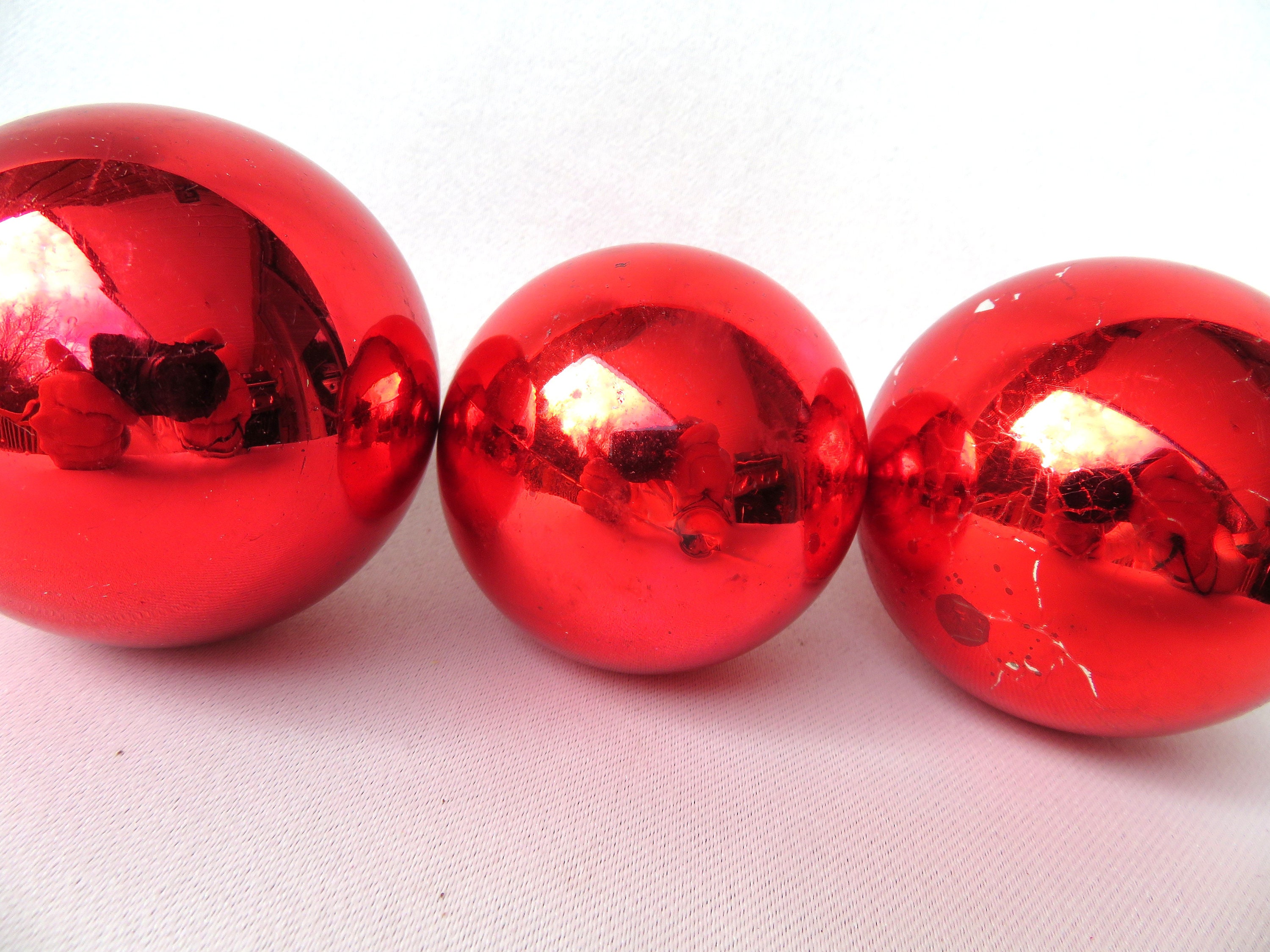 1940s USA Red Mercury Glass Ball Ornaments Lot of Three - Etsy