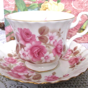 Royal Albert Pink Roses Teacup and Saucer - Etsy