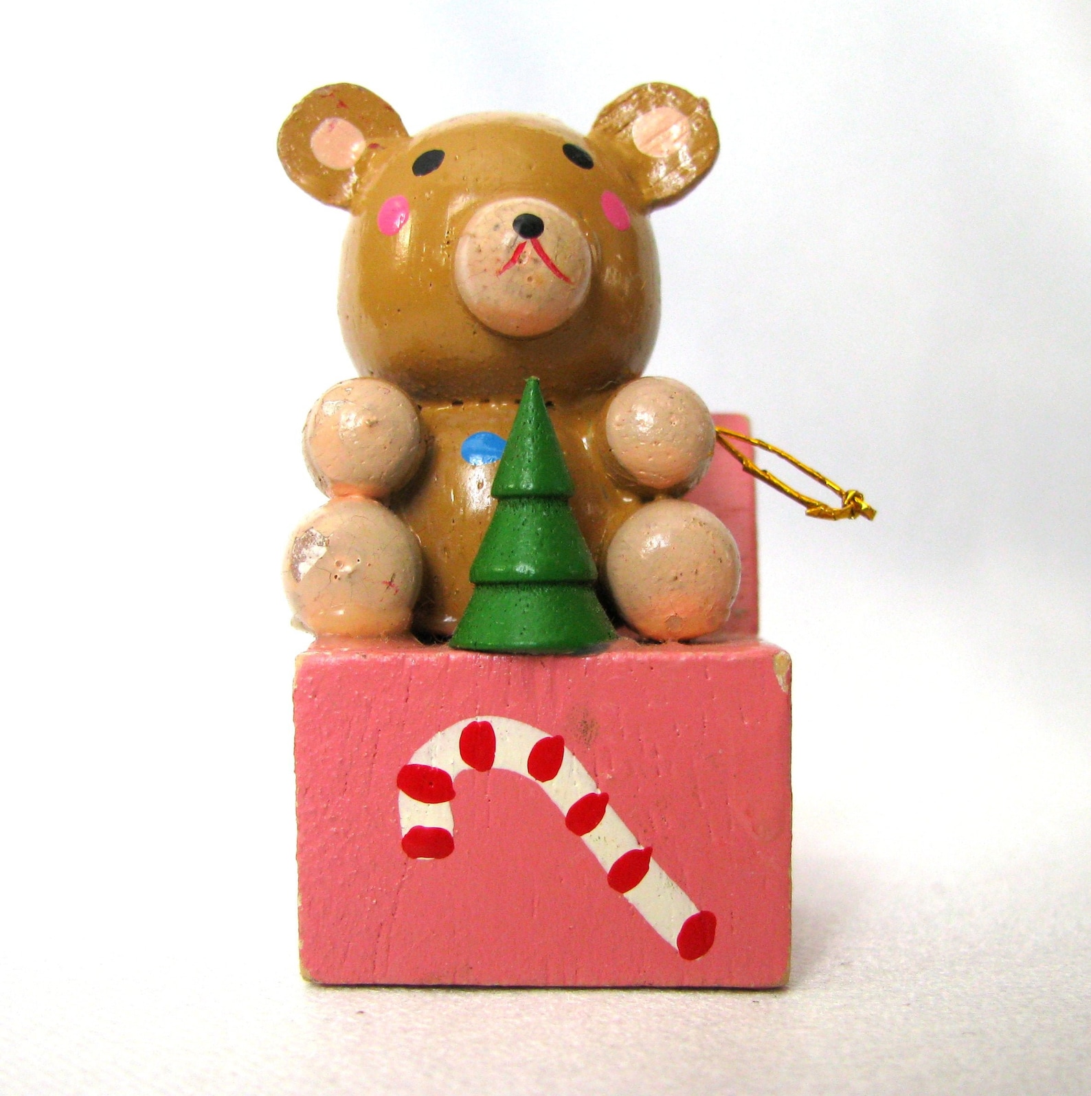 Vintage Dakin Wood Teddy Bear Jack in the Box Christmas | Etsy