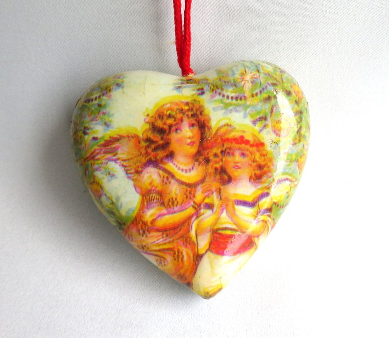 Victorian Style Decoupage Angels Heart Ornament - Etsy