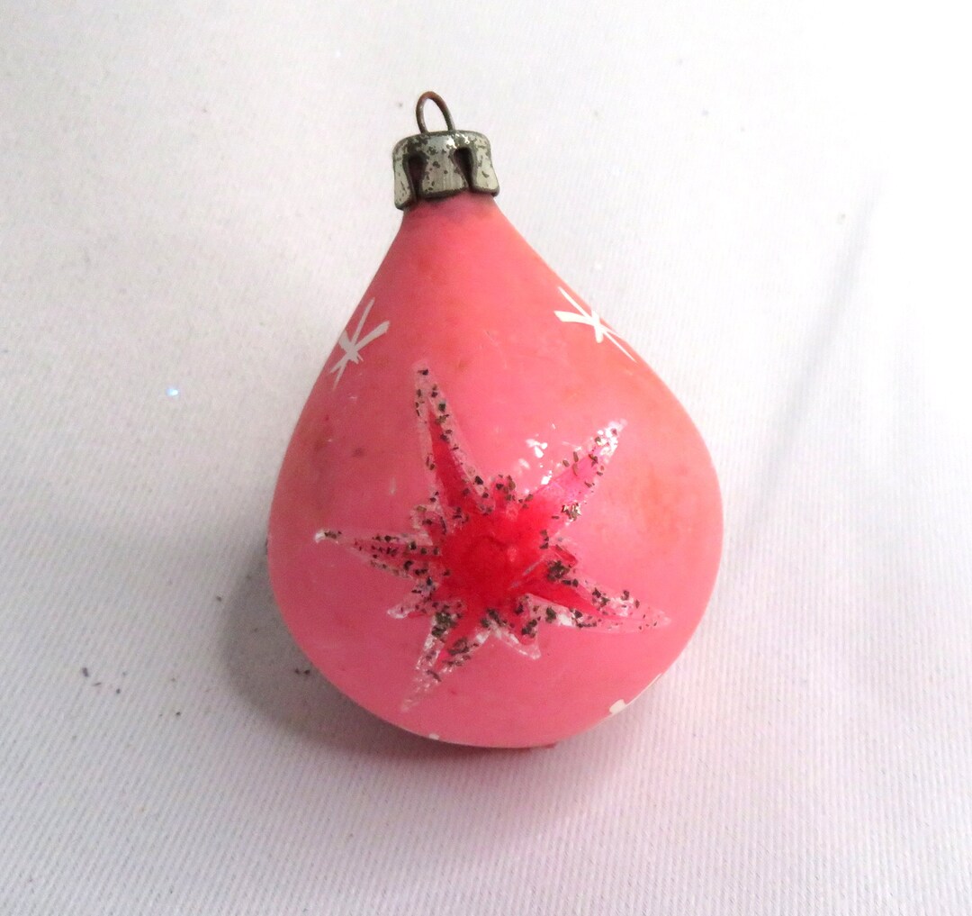 Poland Pink Stars Pear Ornament 1930s Mercury Glass With Silver Mica - Etsy
