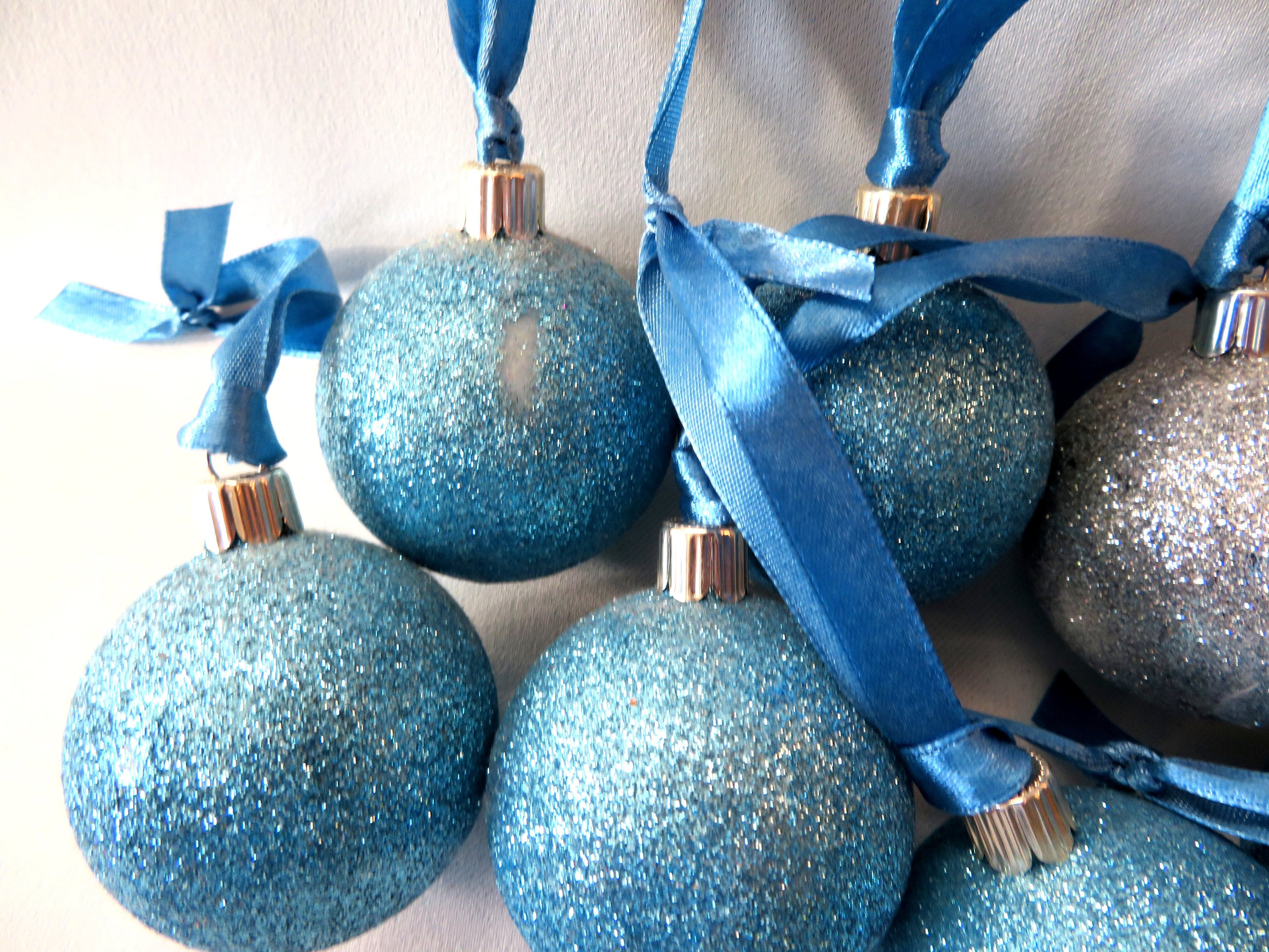 Martha Stewart Glitter Christmas Ball Ornaments Set of 9 Shatterproof ...