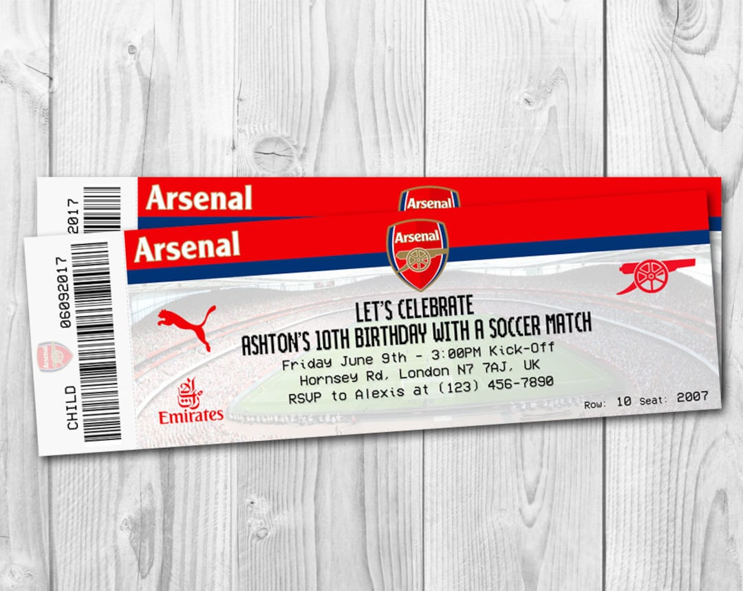 Arsenal Invitations, Soccer Invitation, Football Invitation, Arsenal ...