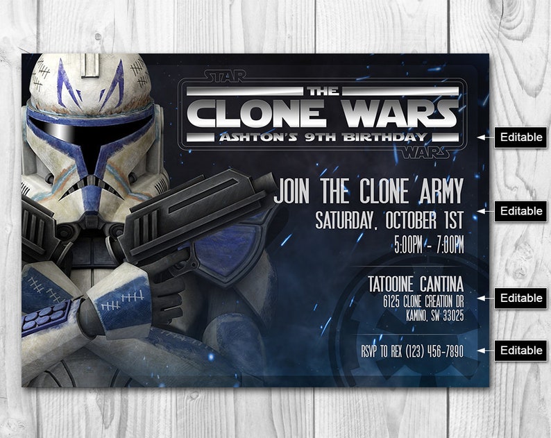 Star Wars Invitation Clone Wars Invitation Star Wars - Etsy
