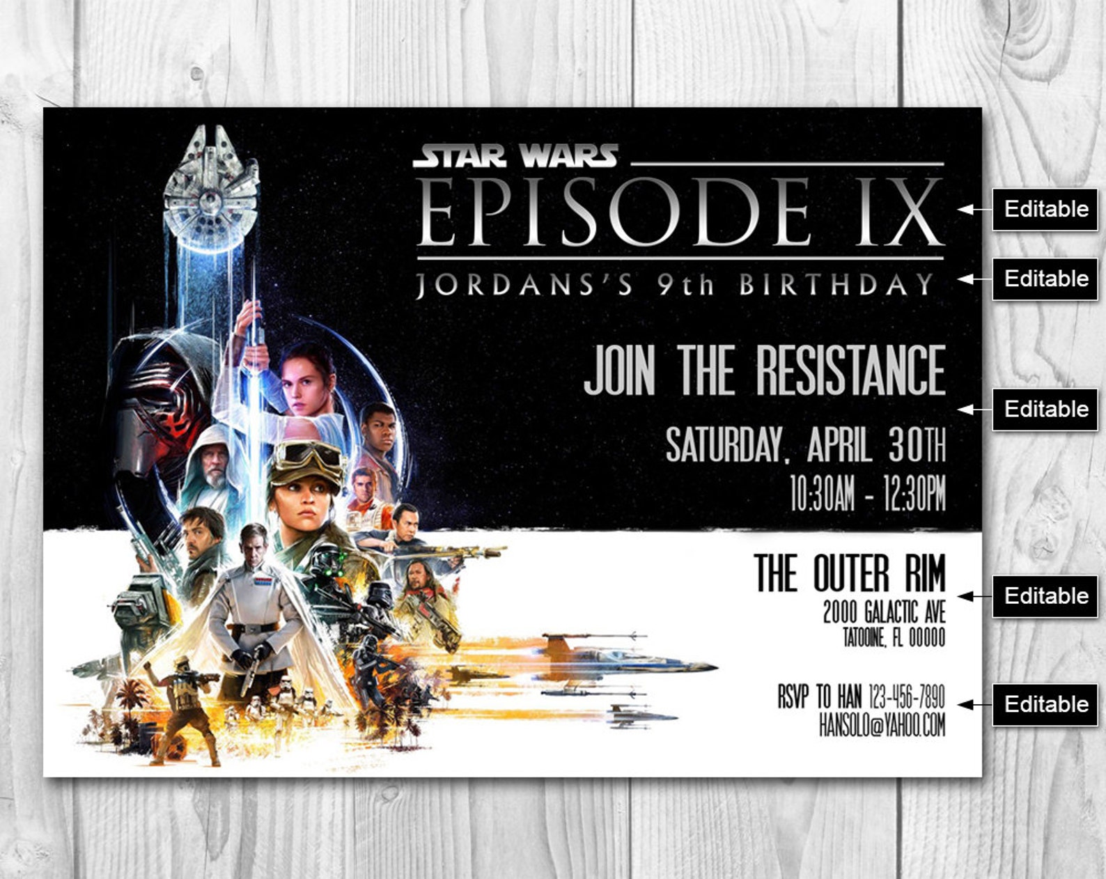 The Force Awakens Invitations, Rogue One Invitations, Star Wars ...