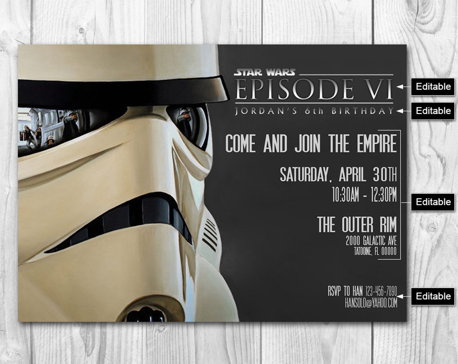 Star Wars Invitation - Stormtrooper Invitation - Star Wars Birthday ...